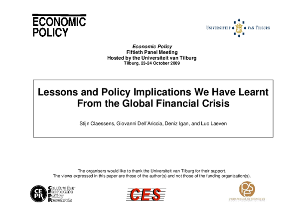 (PDF) Lessons and Policy Implications from the Global Financial Crisis ...