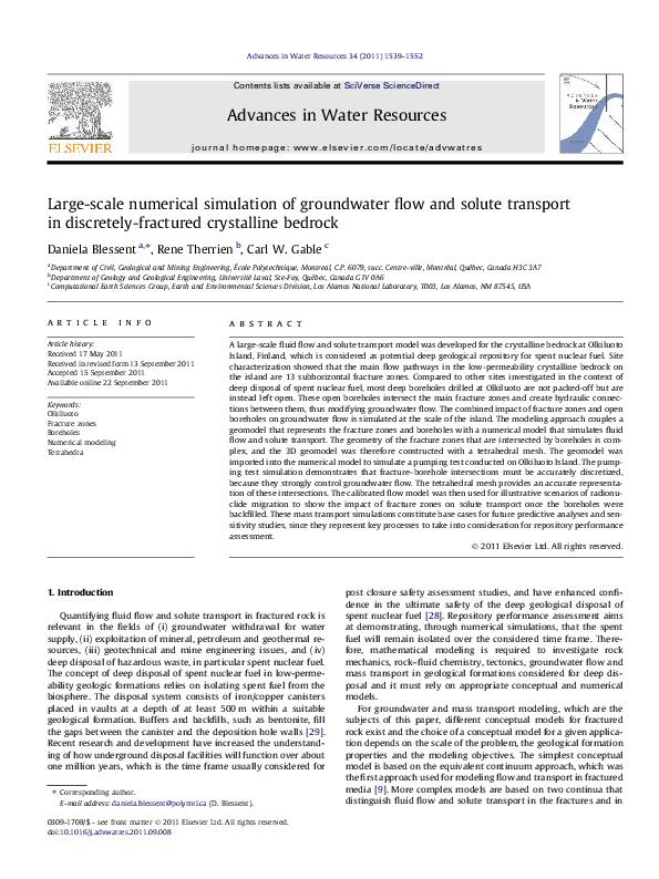 (PDF) Large-scale numerical simulation of groundwater flow and solute transport in discretely ...