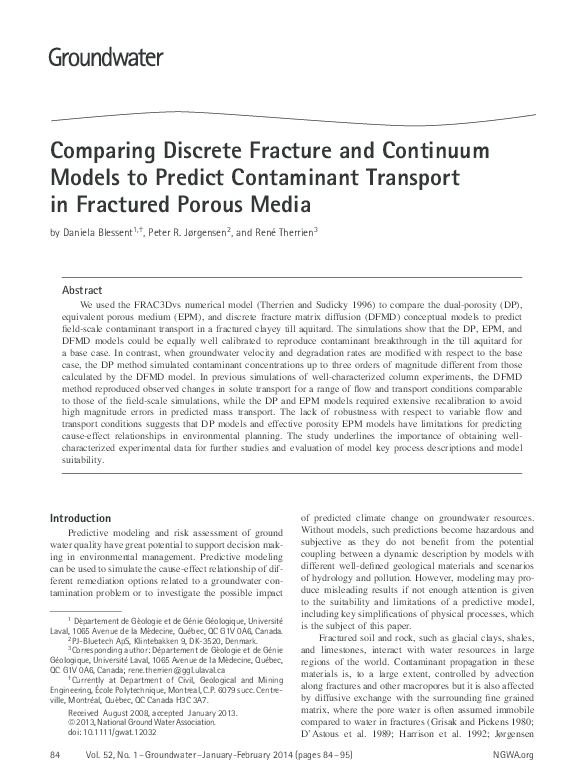 (PDF) Comparing Discrete Fracture and Continuum Models to Predict Contaminant Transport in ...