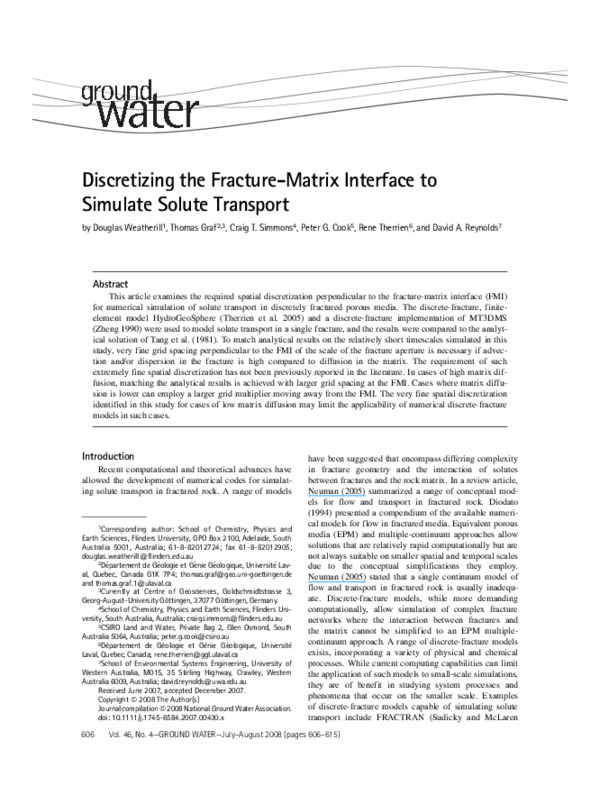 (PDF) Discretizing the Fracture-Matrix Interface to Simulate Solute Transport