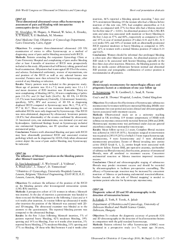 (PDF) OP07.06: The influence of Mirena® position on the bleeding ...