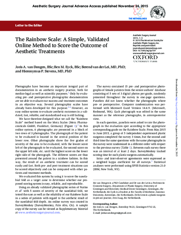 (PDF) The Rainbow Scale: A Simple, Validated Online Method to Score the ...