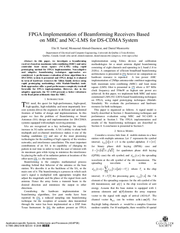 (PDF) FPGA Implementation of Beamforming Receivers Based on MRC and NC ... (PDF) FPGA Implementation of Beamforming Receivers Based on MRC and NC ...