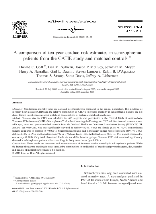 (PDF) A comparison of ten-year cardiac risk estimates in schizophrenia ...