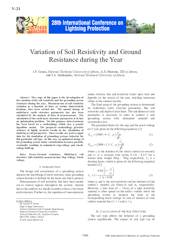 (PDF) Variation of soil resistivity and ground resistance during the year