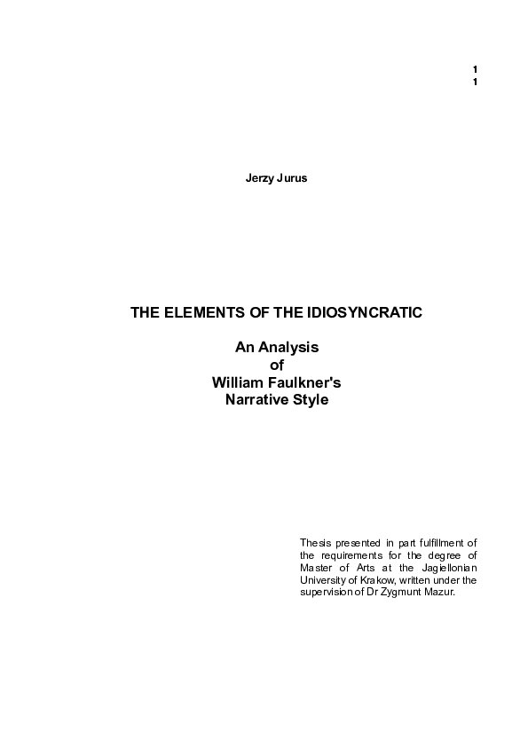 (DOC) The Elements of the Idiosyncratic. An Analysis of William ...