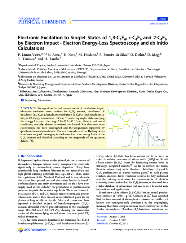 (PDF) C4F6 isomers electronic excitation JPCA