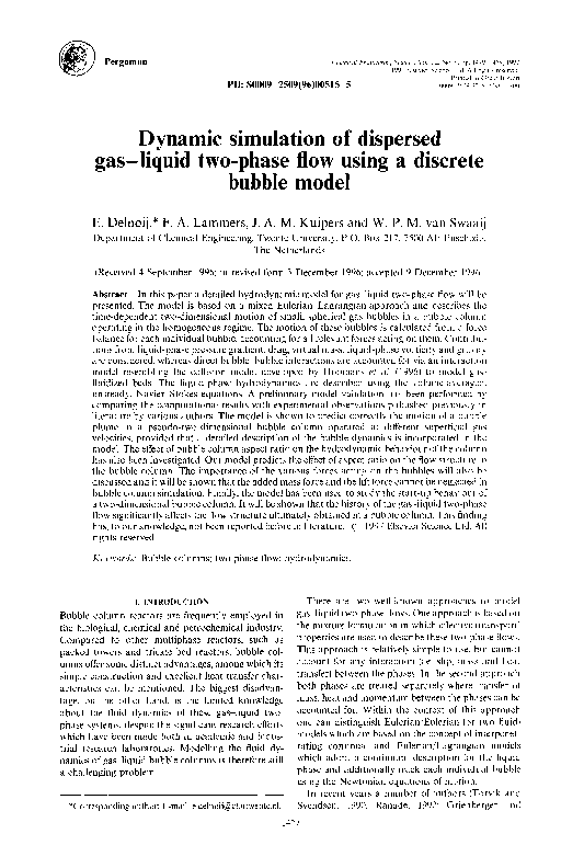 (PDF) Dynamic simulation of dispersed gas-liquid two-phase flow using a ...