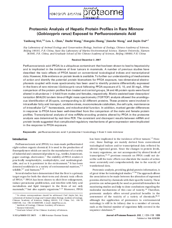 (PDF) Proteomic Analysis of Hepatic Protein Profiles in Rare Minnow ...