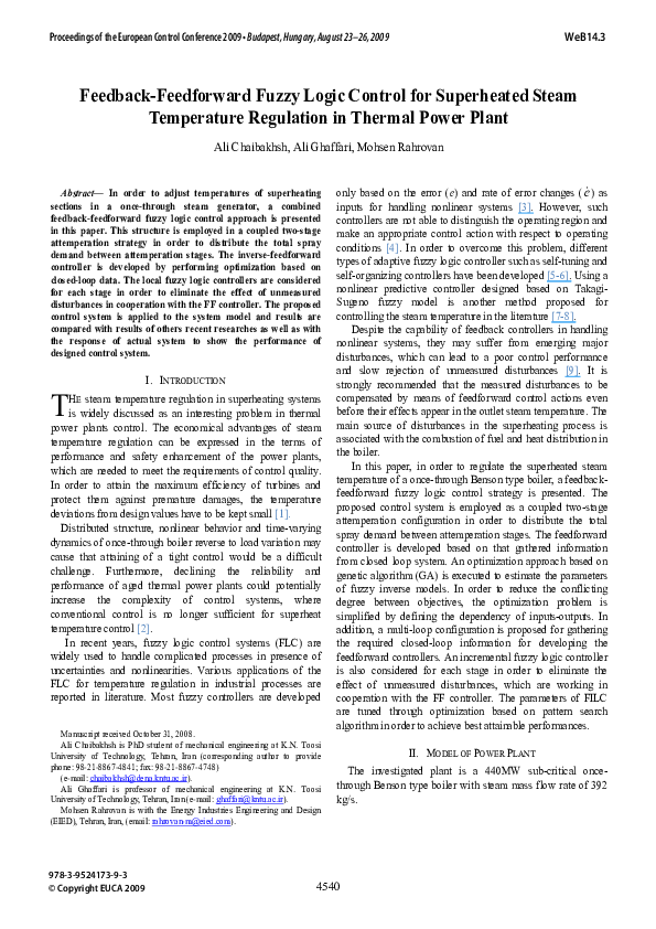 (PDF) Feedback-Feedforward Fuzzy Logic Control for Superheated Steam Temperature Regulation in ...