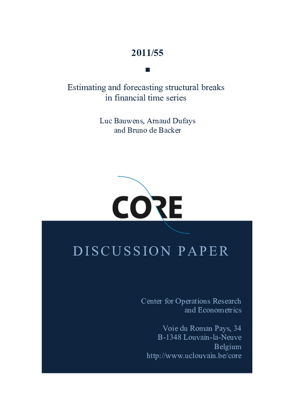 Pdf Estimating And Forecasting Structural Breaks In Financial Time Series