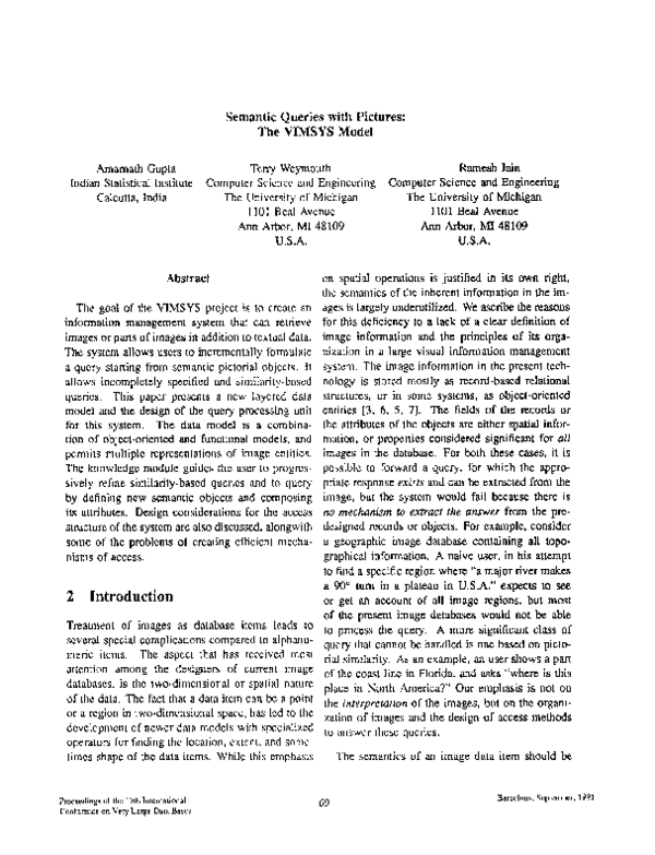 (PDF) Semantic Queries with Pictures: The VIMSYS Model | Terry Weymouth ...