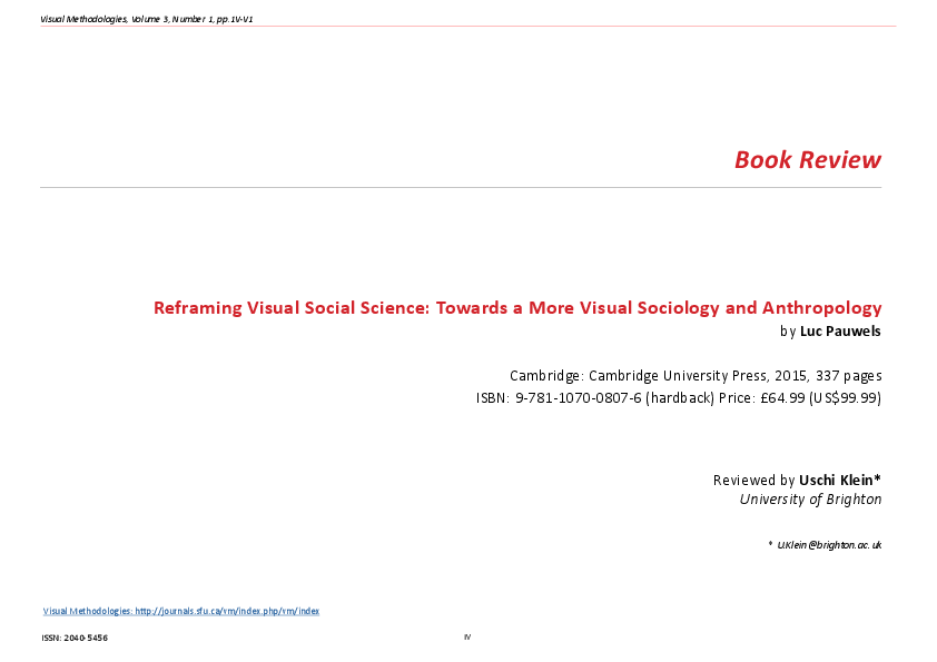 (PDF) Reframing Visual Social Science: Towards a More Visual Sociology ...