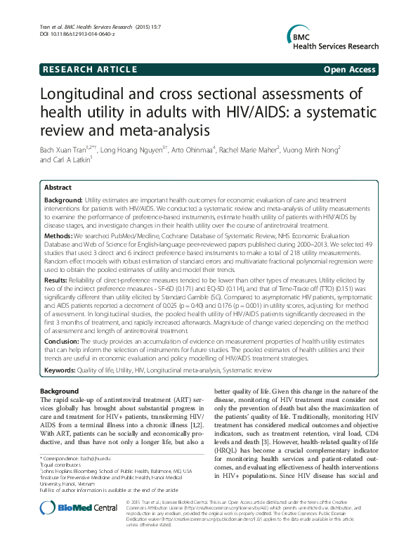 (PDF) Longitudinal and cross sectional assessments of health utility in ...