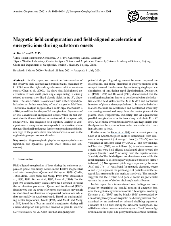 (PDF) Magnetic field configuration and field-aligned acceleration of ...