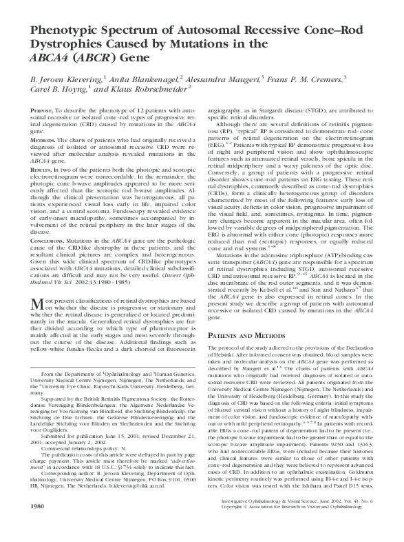 (PDF) Microarray-based mutation analysis of the ABCA4 (ABCR) gene in autosomal recessive cone ...