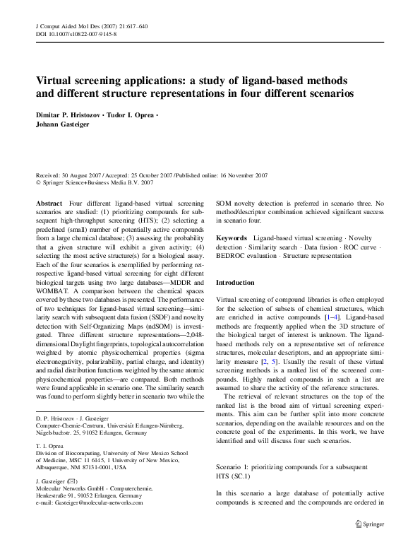 (PDF) Virtual screening applications: a study of ligand-based methods ...