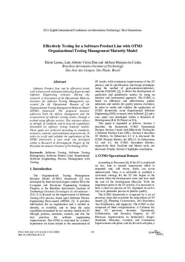 (PDF) Effectively testing for a software product line with OTM3 ...