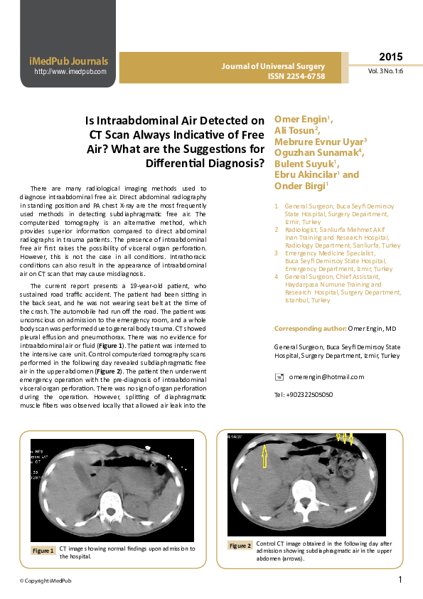 (PDF) Is Intraabdominal Air Detected on CT Scan Always Indicative of ...