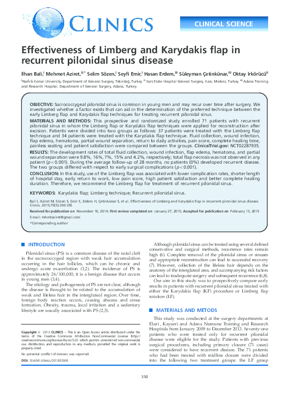 (PDF) Effectiveness of Limberg and Karydakis flap in recurrent ...