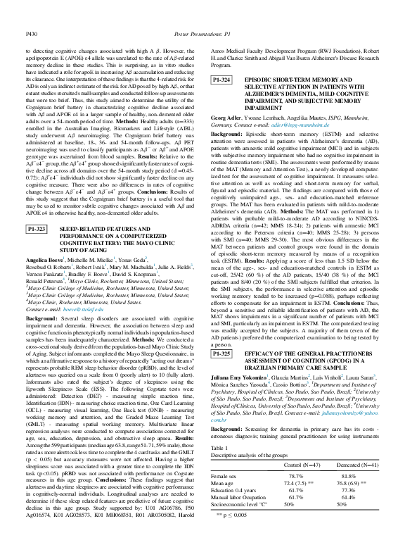 (PDF) EFFICACY OF THE GENERAL PRACTITIONERS ASSESSMENT OF COGNITION ...