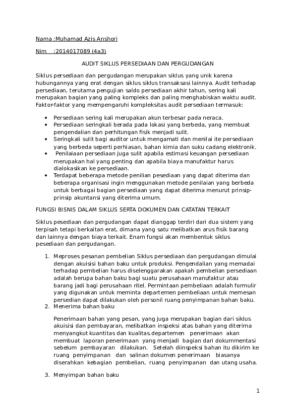 (DOC) AUDIT SIKLUS PERSEDIAAN PERGUDANGAN