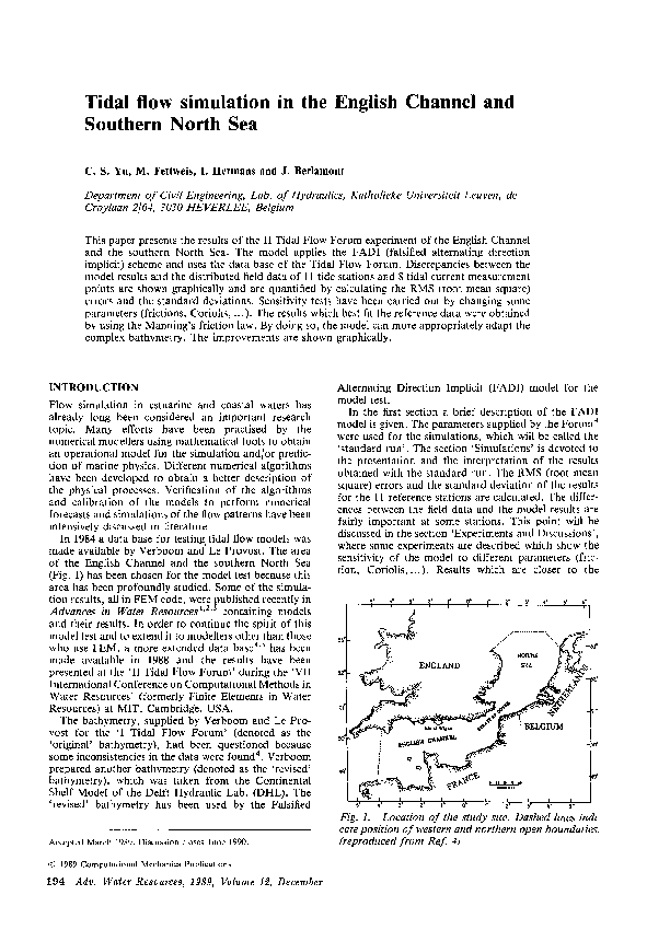(PDF) Tidal flow simulation in the English Channel and Southern North Sea