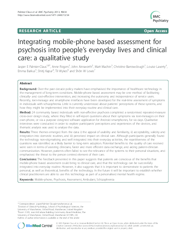 (PDF) Integrating mobile-phone based assessment for psychosis into ...