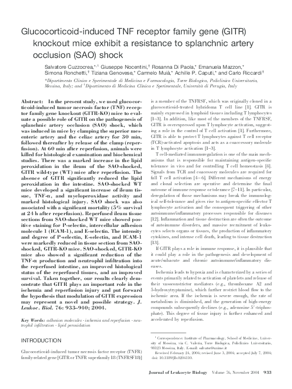 (PDF) Glucocorticoid-induced TNF receptor family gene (GITR) knockout mice exhibit a resistance ...