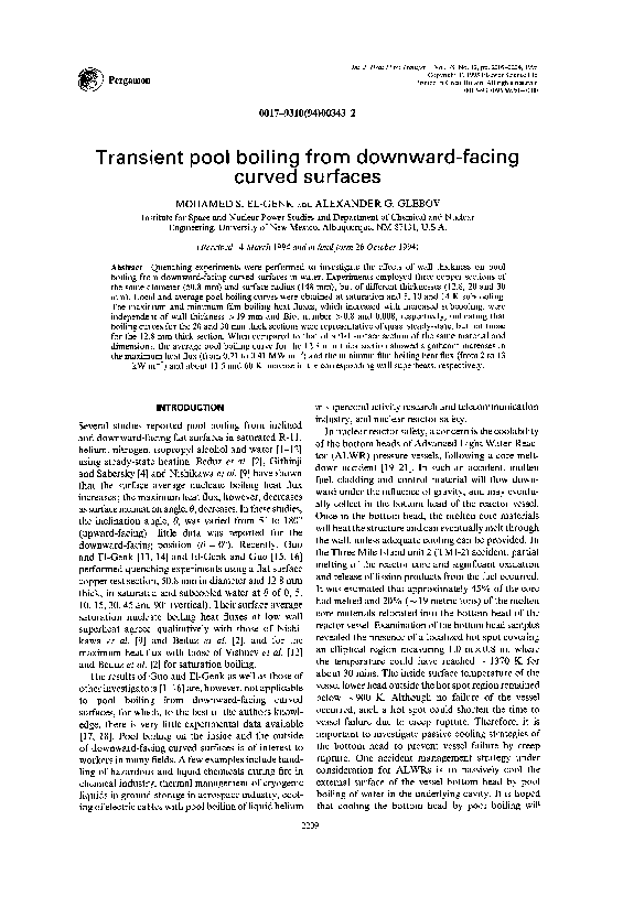 (PDF) Transient pool boiling from downward-facing curved surfaces