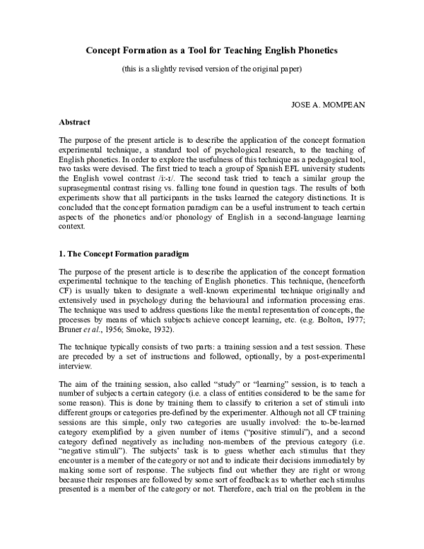 (PDF) Using Concept Formation to Teach English Phonetics
