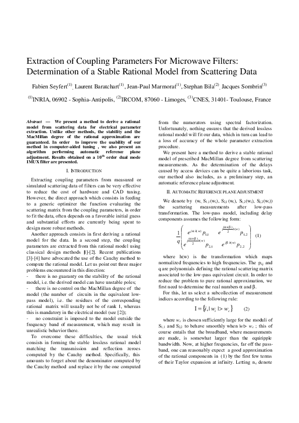 (PDF) Extraction of coupling parameters for microwave filters ...