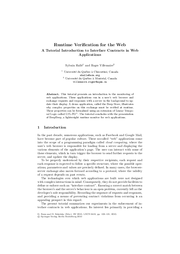 Pdf Runtime Verification For The Web A Tutorial Introduction To 4921