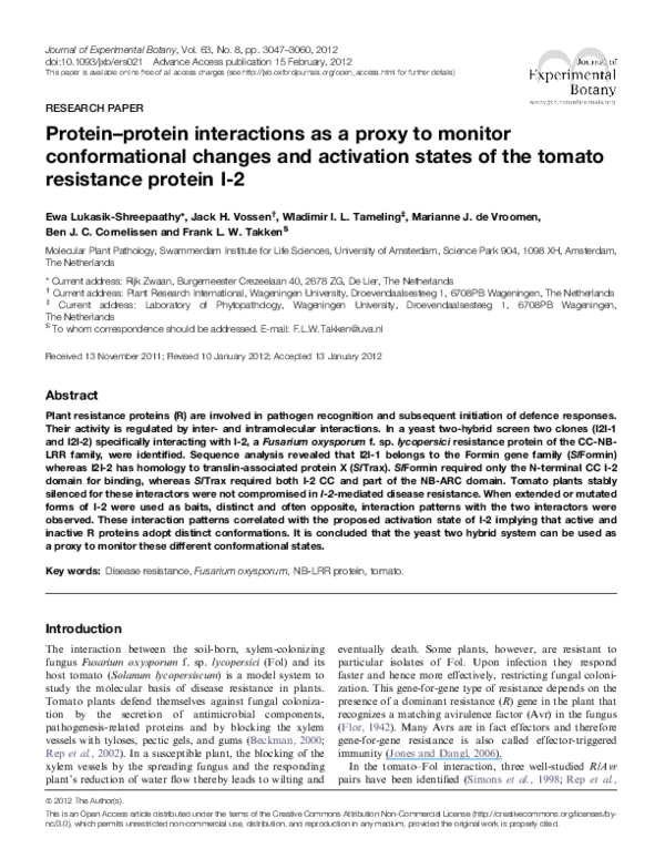 (PDF) Protein-protein interactions as a proxy to monitor conformational ...