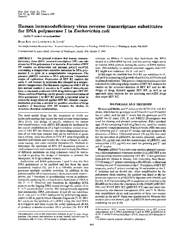 (PDF) Human immunodeficiency virus reverse transcriptase base ...