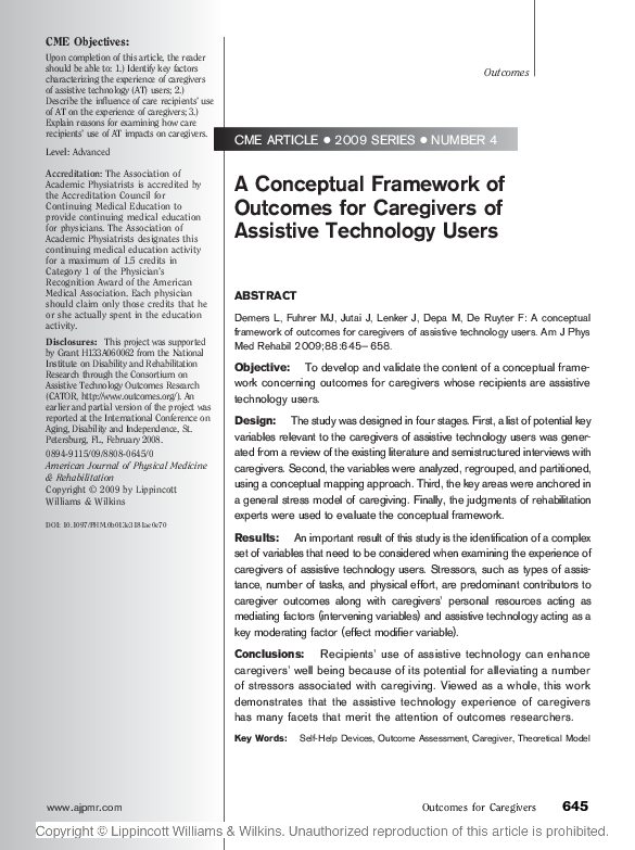 (PDF) A conceptual framework for integrating caregivers’ perspective in the provision of ...