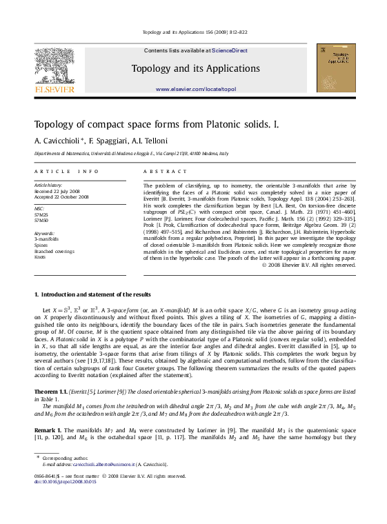 (PDF) Topology of compact space forms from Platonic solids. II