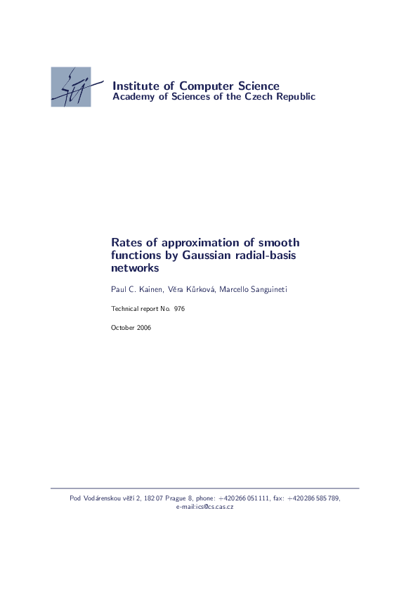 Pdf Rates Of Approximation Of Smooth Functions By Gaussian Radial Basis Networks