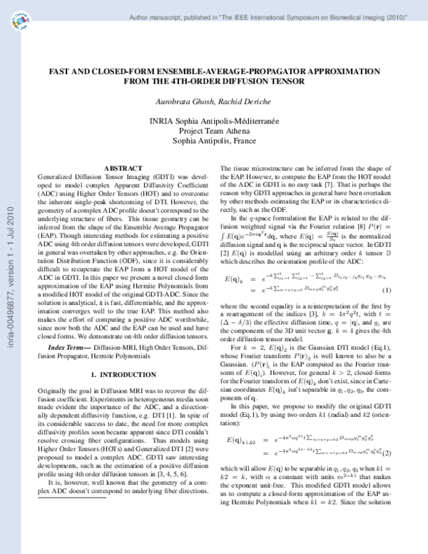 (PDF) Fast and closed-form ensemble-average-propagator approximation from the 4th-order ...