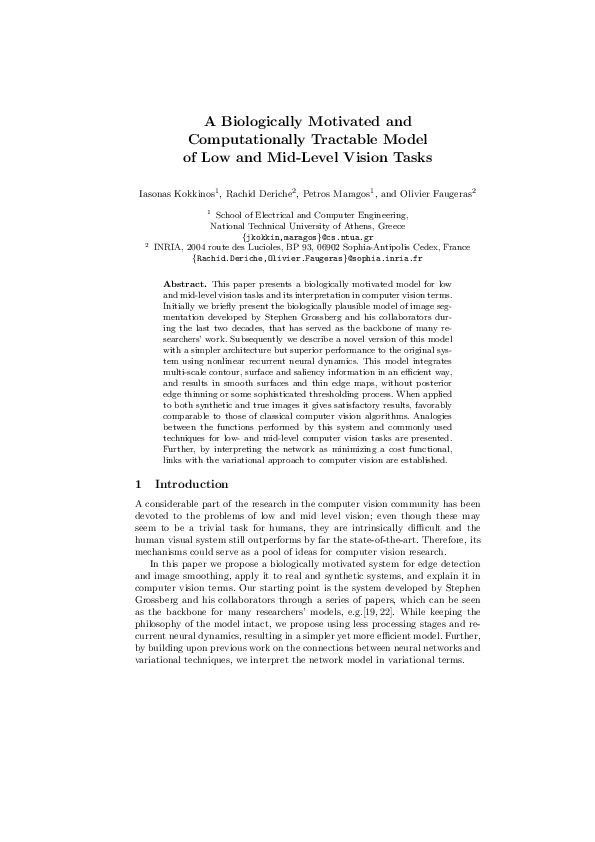 (PDF) A Biologically Motivated and Computationally Tractable Model of ...