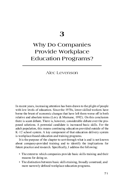 (PDF) Why Do Companies Provide Workplace Education Programs?