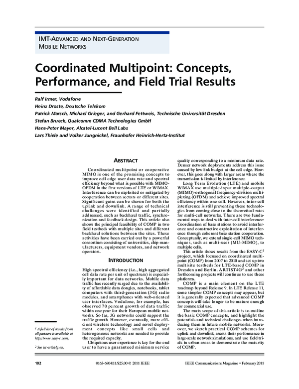 Pdf Coordinated Multipoint Concepts Performance And Field Trial