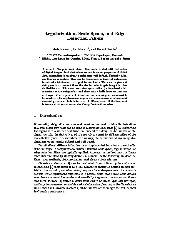 (PDF) Regularization, scale-space, and edge detection filters