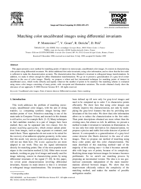 (PDF) Matching color uncalibrated images using differential invariants