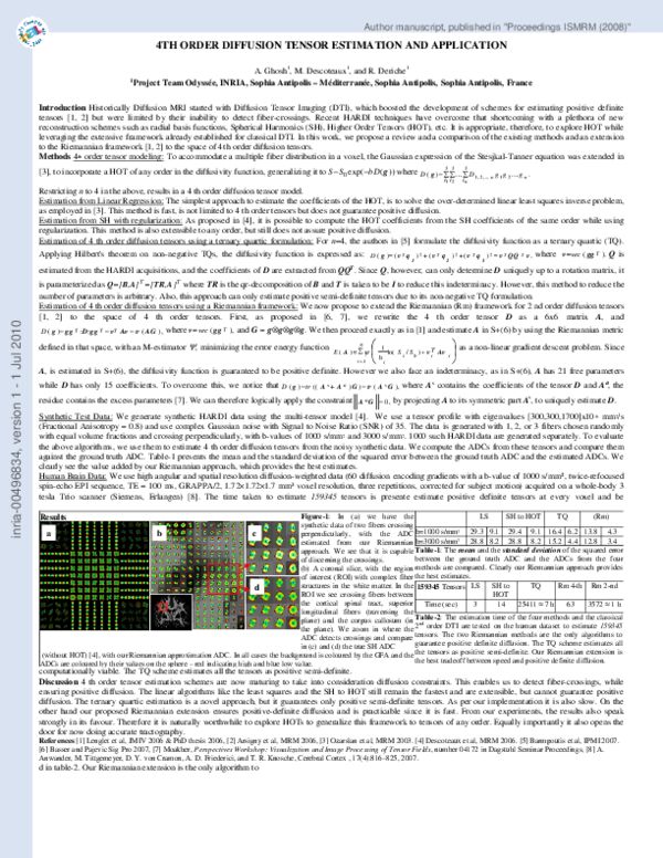 (PDF) 4th order diffusion tensor estimation and application