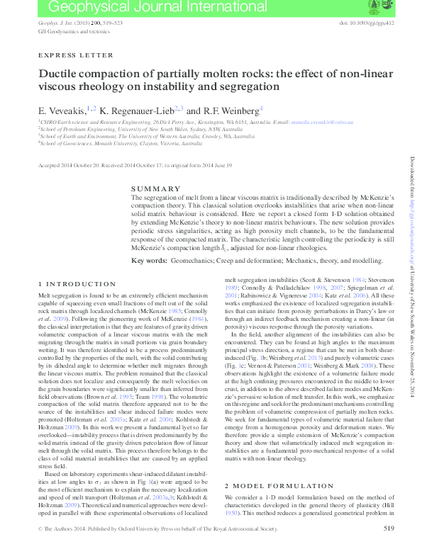 (PDF) Ductile compaction of partially molten rocks: the effect of non ...