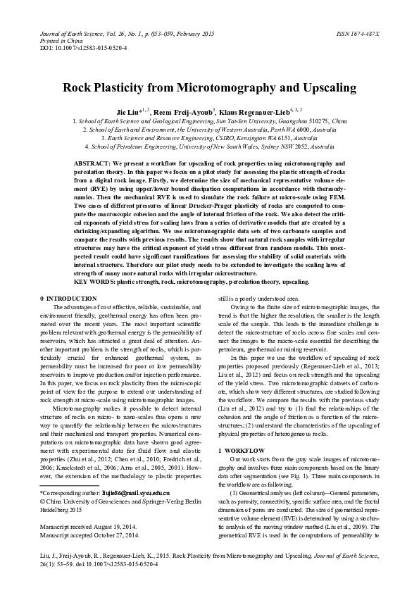 (PDF) Rock plasticity from microtomography and upscaling