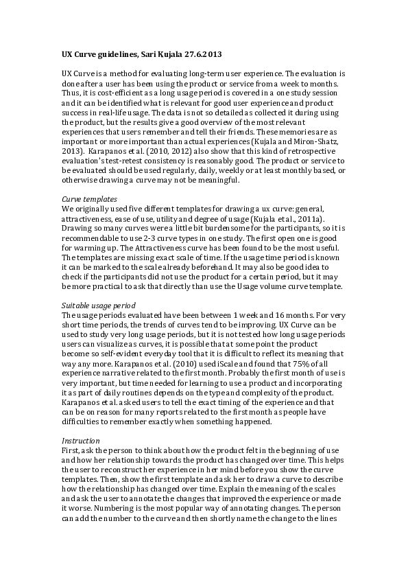 (PDF) Guidelines how to use the UX Curve method | Evangelos Karapanos ...