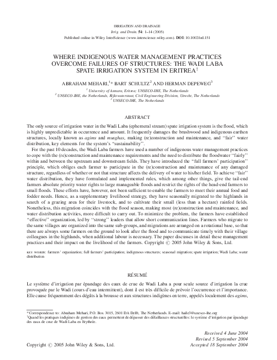 (PDF) Where indigenous water management practices overcome failures of ...