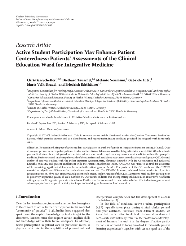 (PDF) Active Student Participation May Enhance Patient Centeredness ...